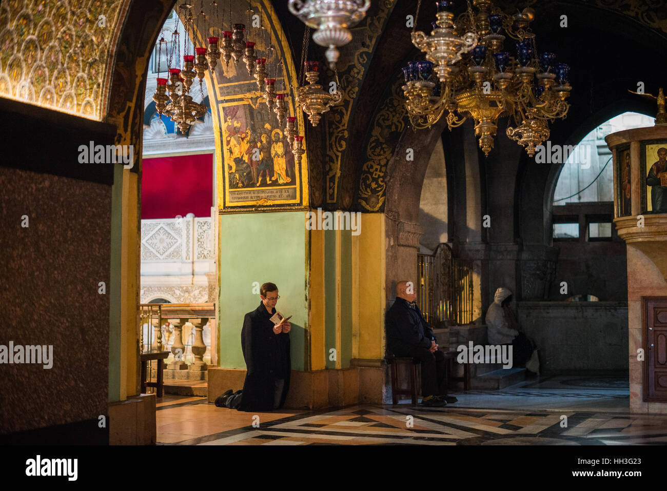 Crucifixion altar in the Church of Holy Sepulchre on Golgotha ...