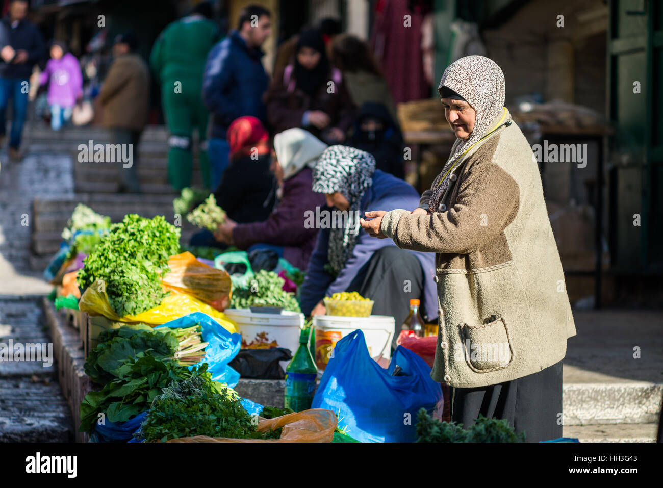 street scene with market, old city Jerusalem, Israel, Middle East Stock ...