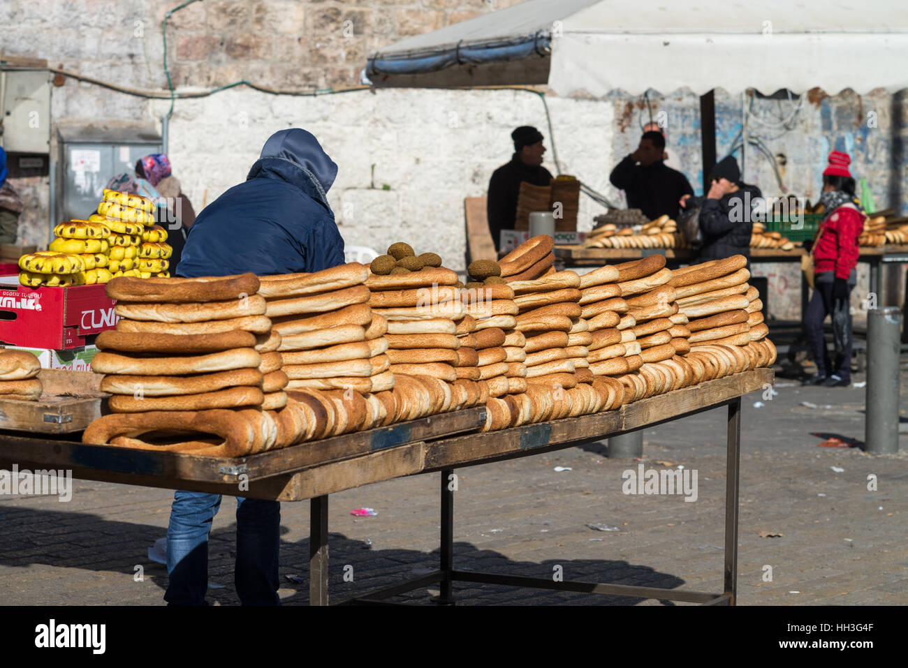 street scene with market, old city Jerusalem, Israel, Middle East Stock ...