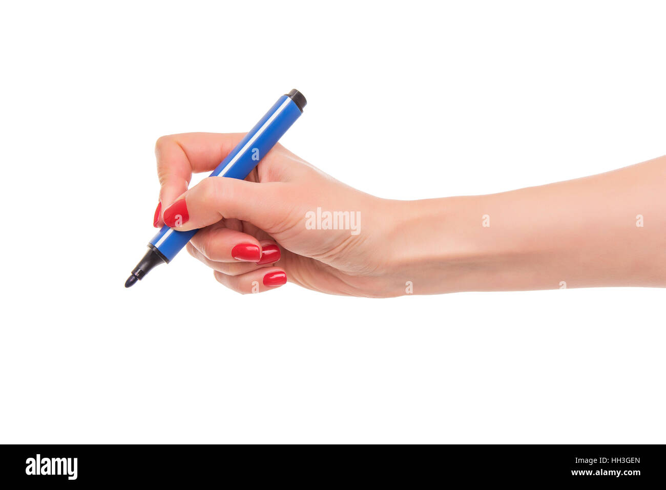 Female hand holds marker Stock Photo - Alamy