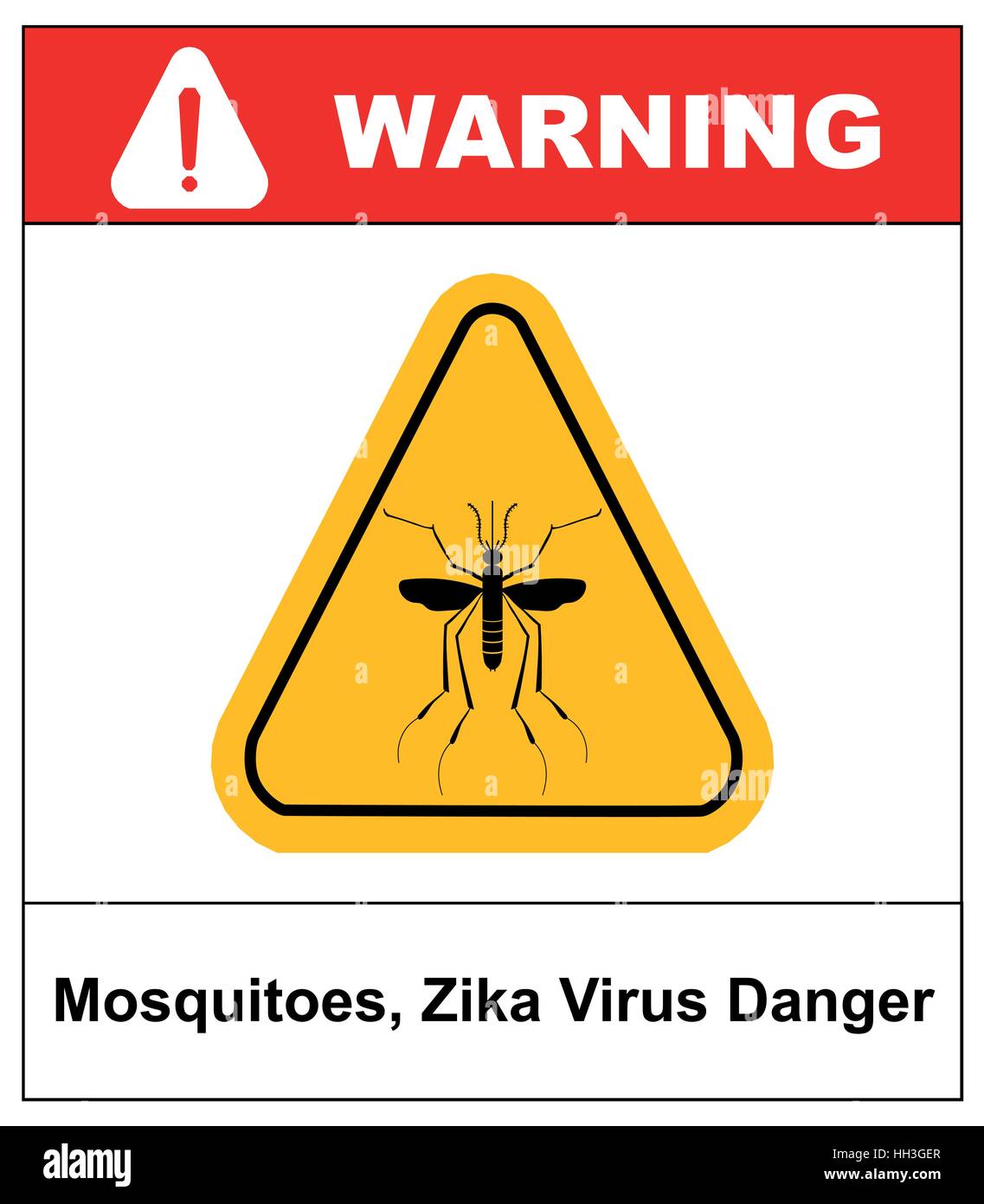 Zika virus Danger, Mosquitoes symbol, vector sticker label in yellow ...