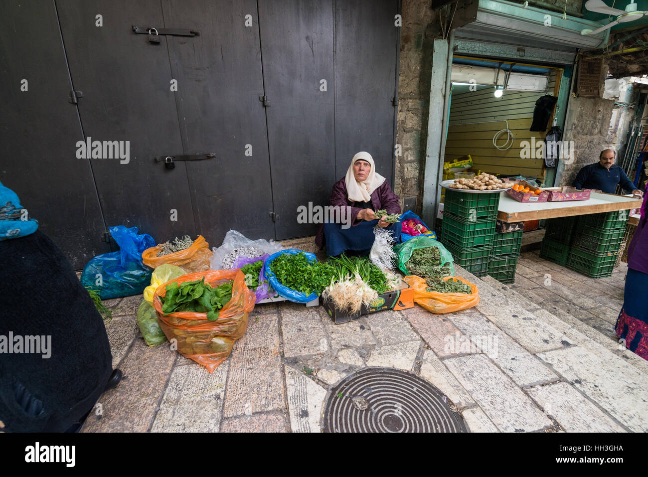 street scene with market, old city Jerusalem, Israel, Middle East Stock ...