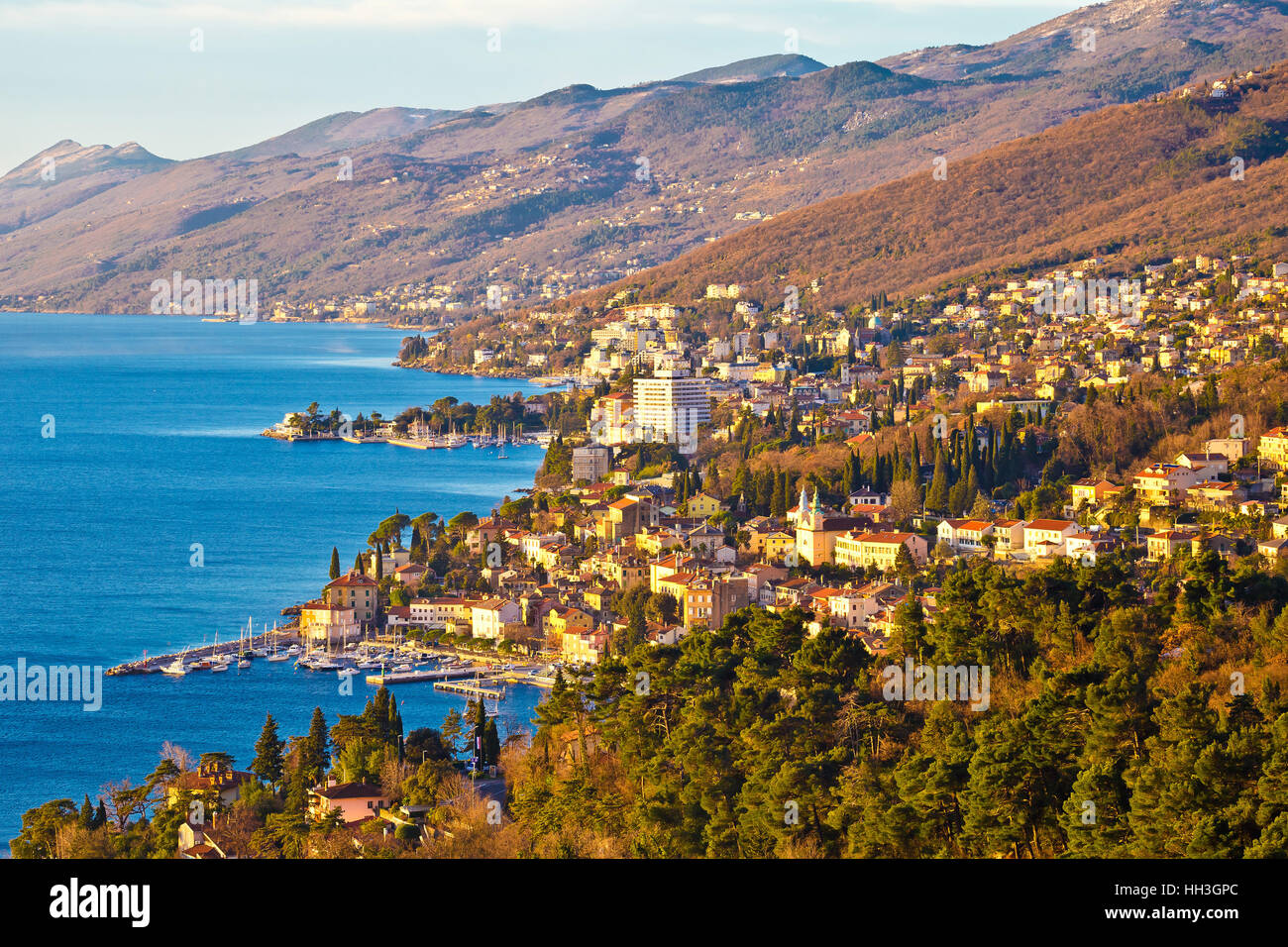 Opatija riviera bay bay and coastline view, Kvarner region of Croatia ...