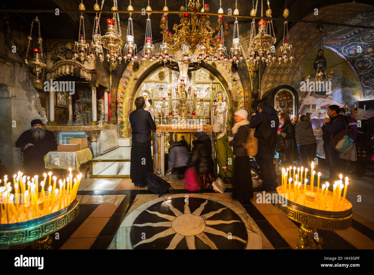 Crucifixion altar in the Church of Holy Sepulchre on Golgotha ...