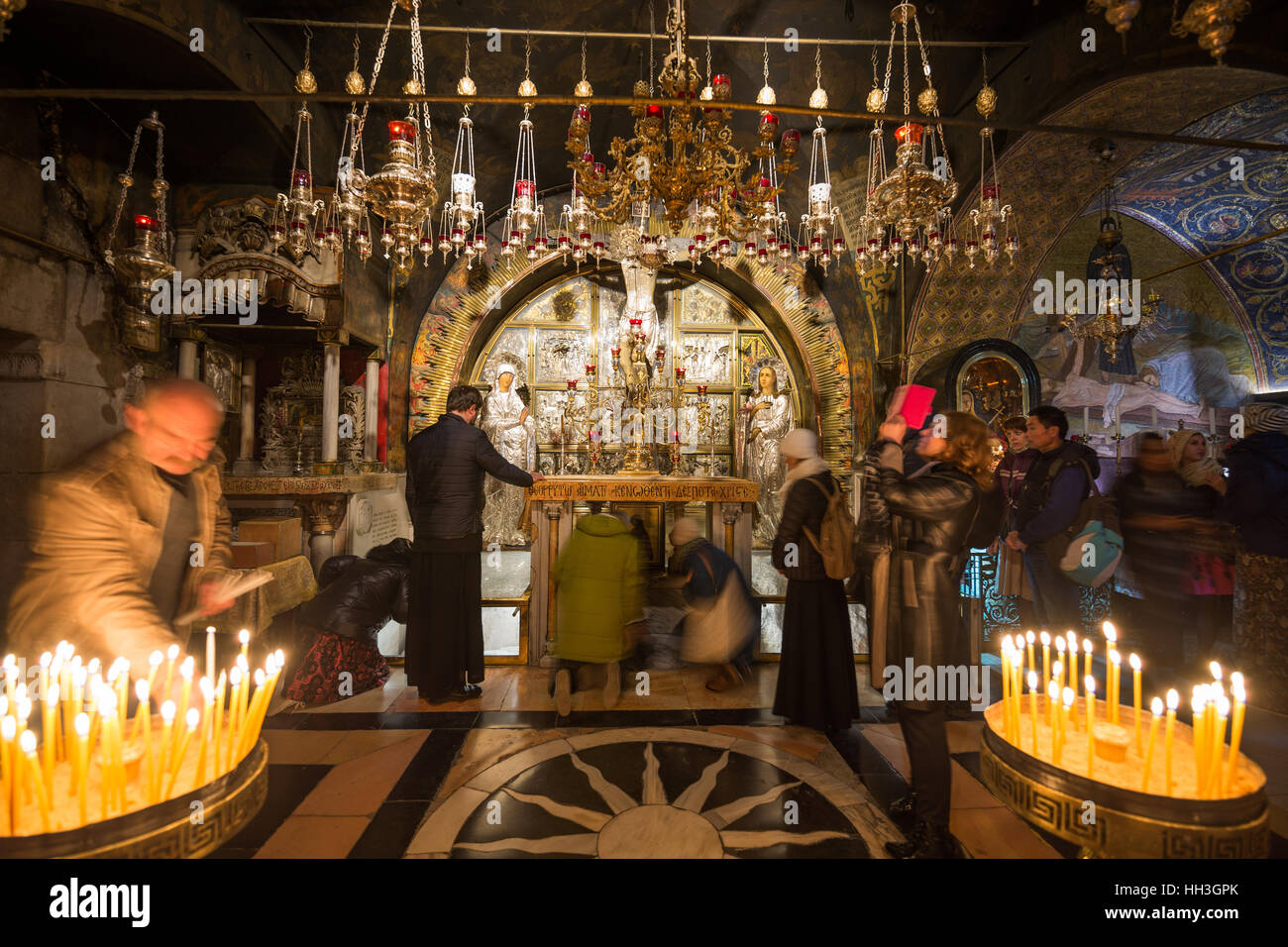 Crucifixion altar in the Church of Holy Sepulchre on Golgotha ...