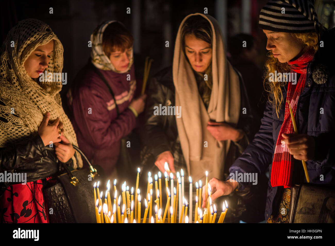 Crucifixion altar in the Church of Holy Sepulchre on Golgotha ...