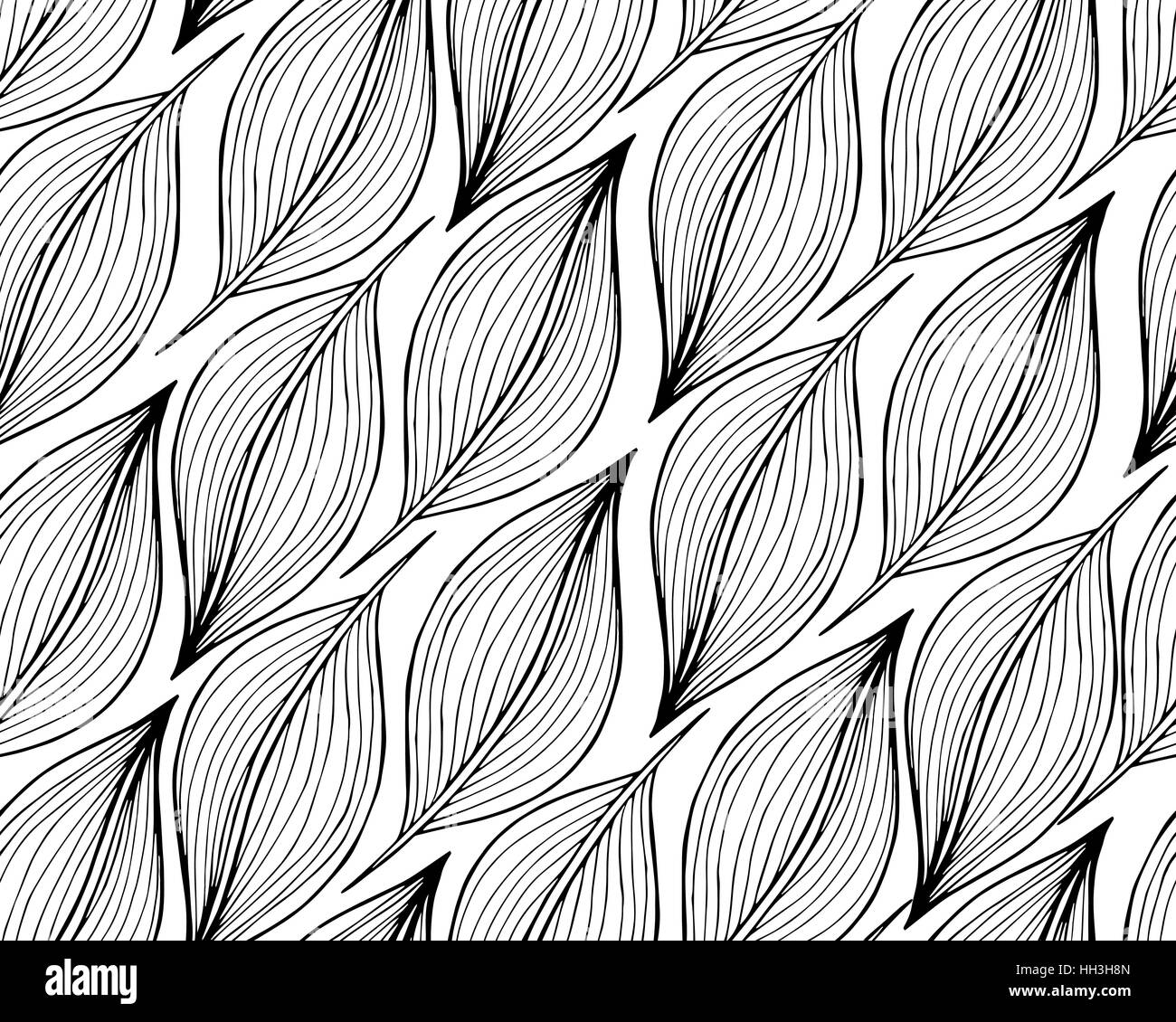 Seamless pattern with feathers outline. Boho Style Elements. Vector ...