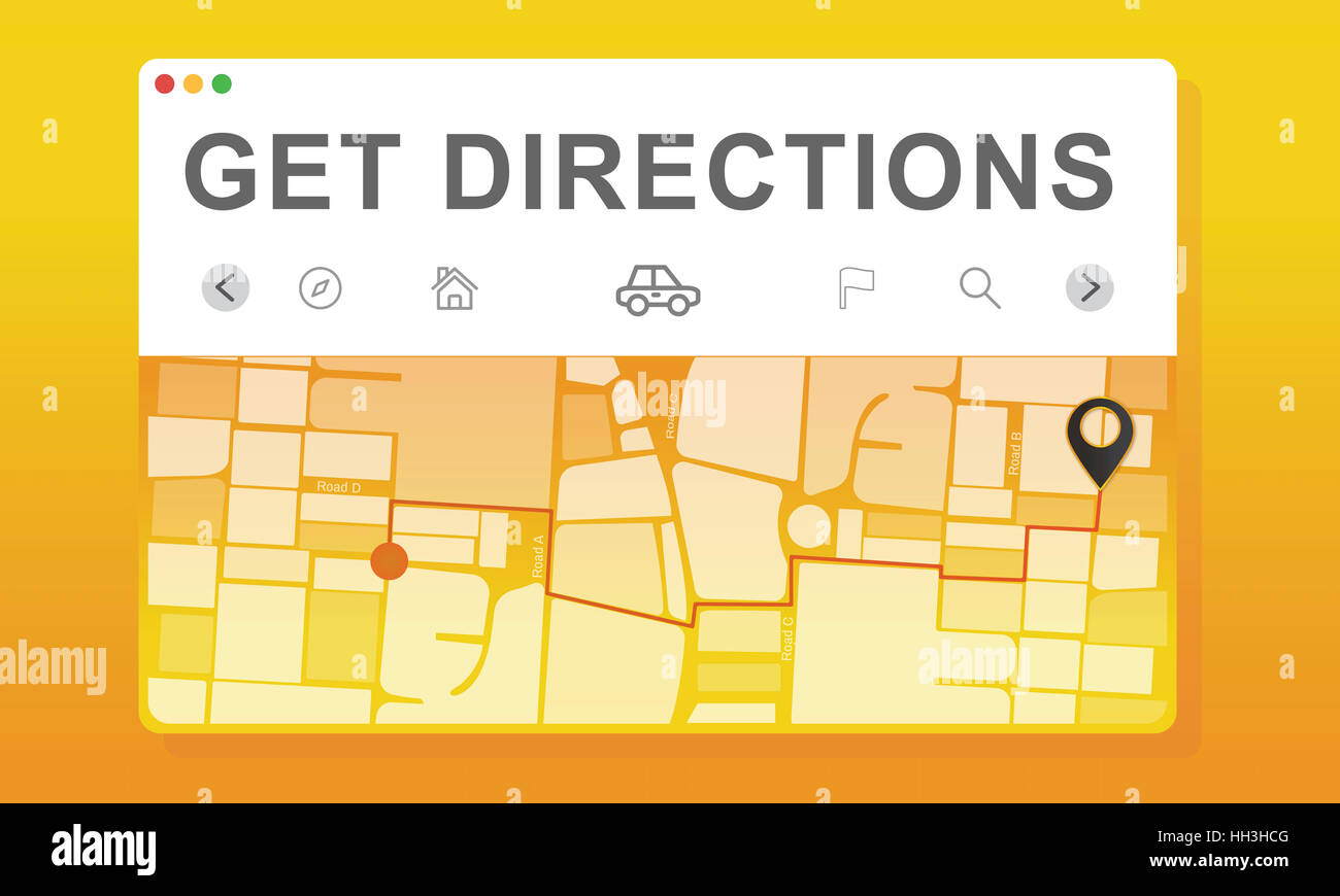 GPS Destination Route Map Graphic Concept Stock Photo - Alamy