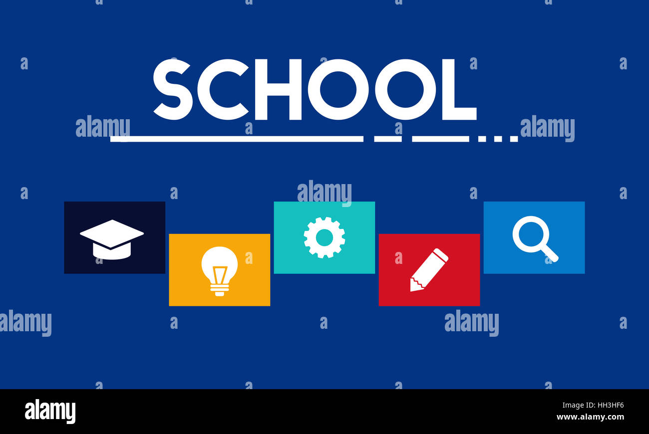 Education School Icon Boxes Concept Stock Photo - Alamy