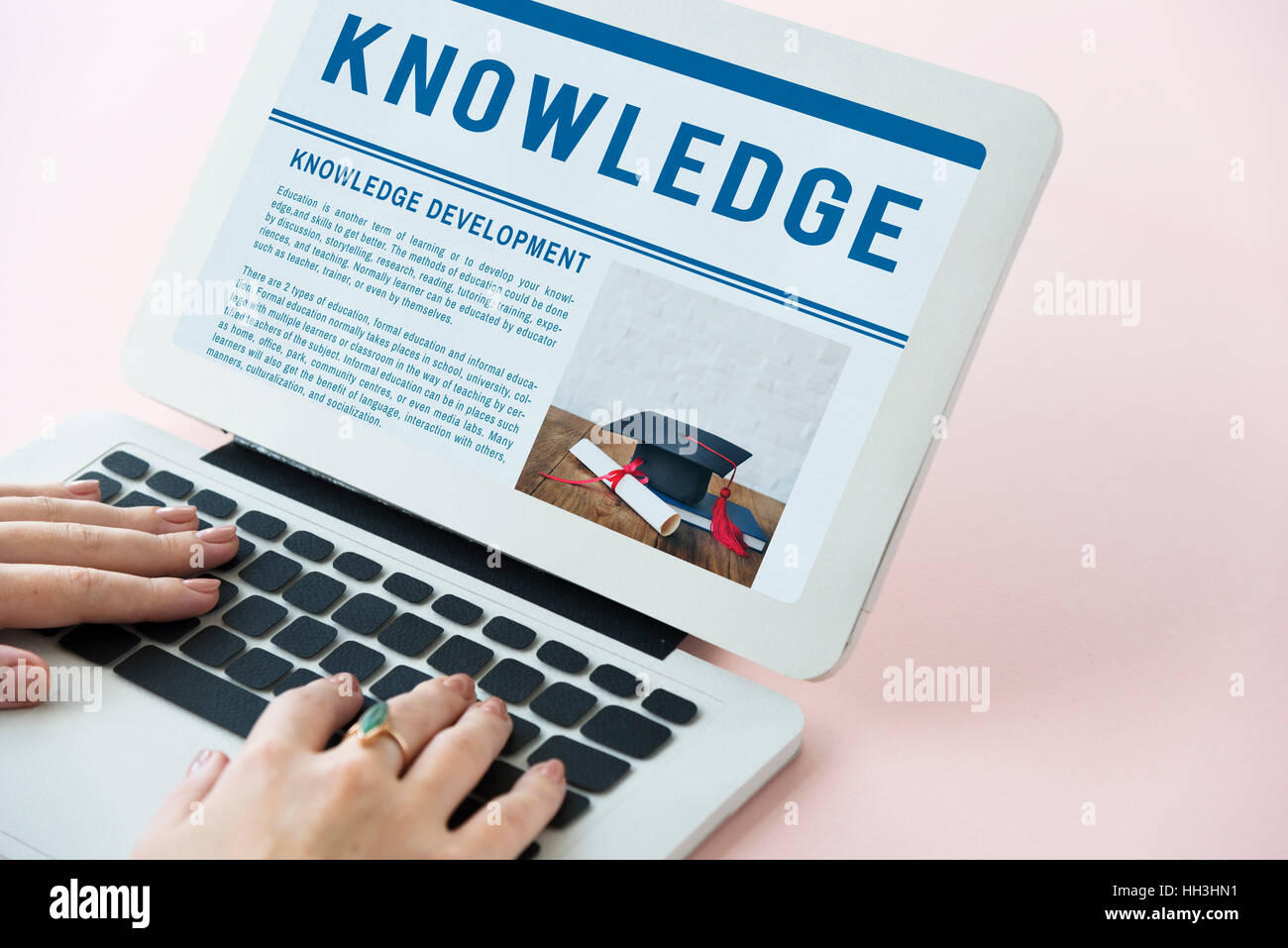 Graduation Hat Diploma Degree Knowledge Concept Stock Photo - Alamy