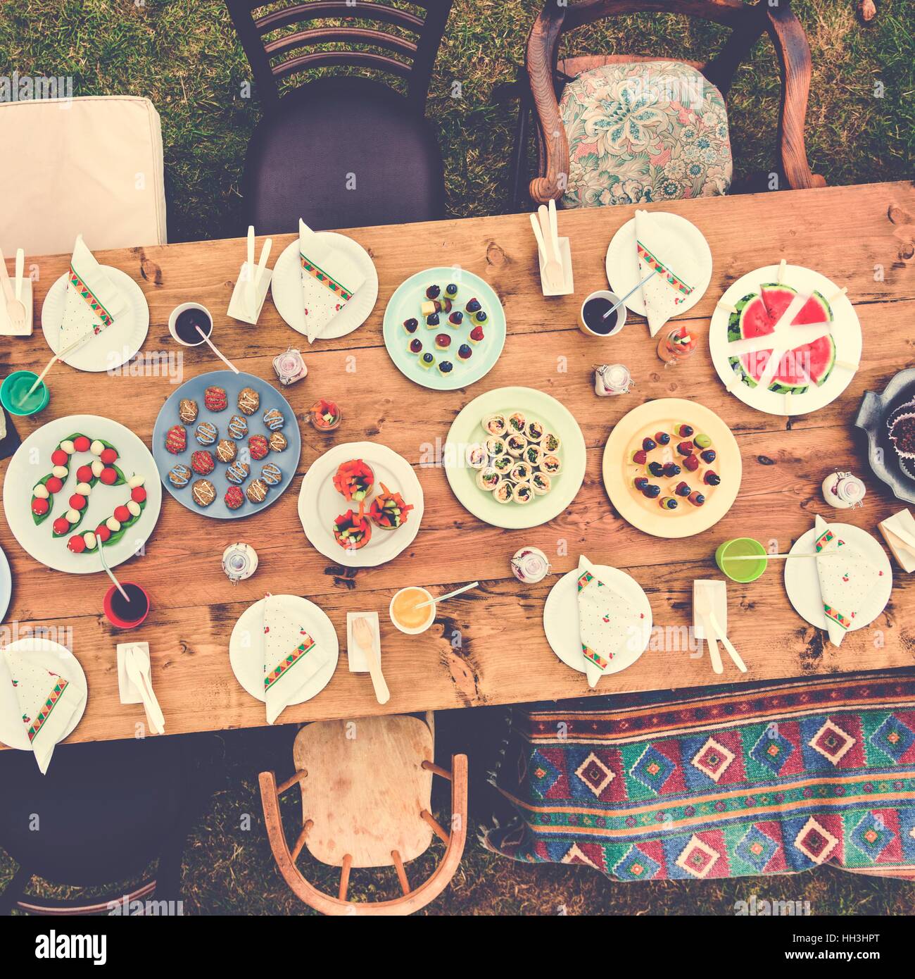 Table Setting Food Celebration Party Concept Stock Photo - Alamy