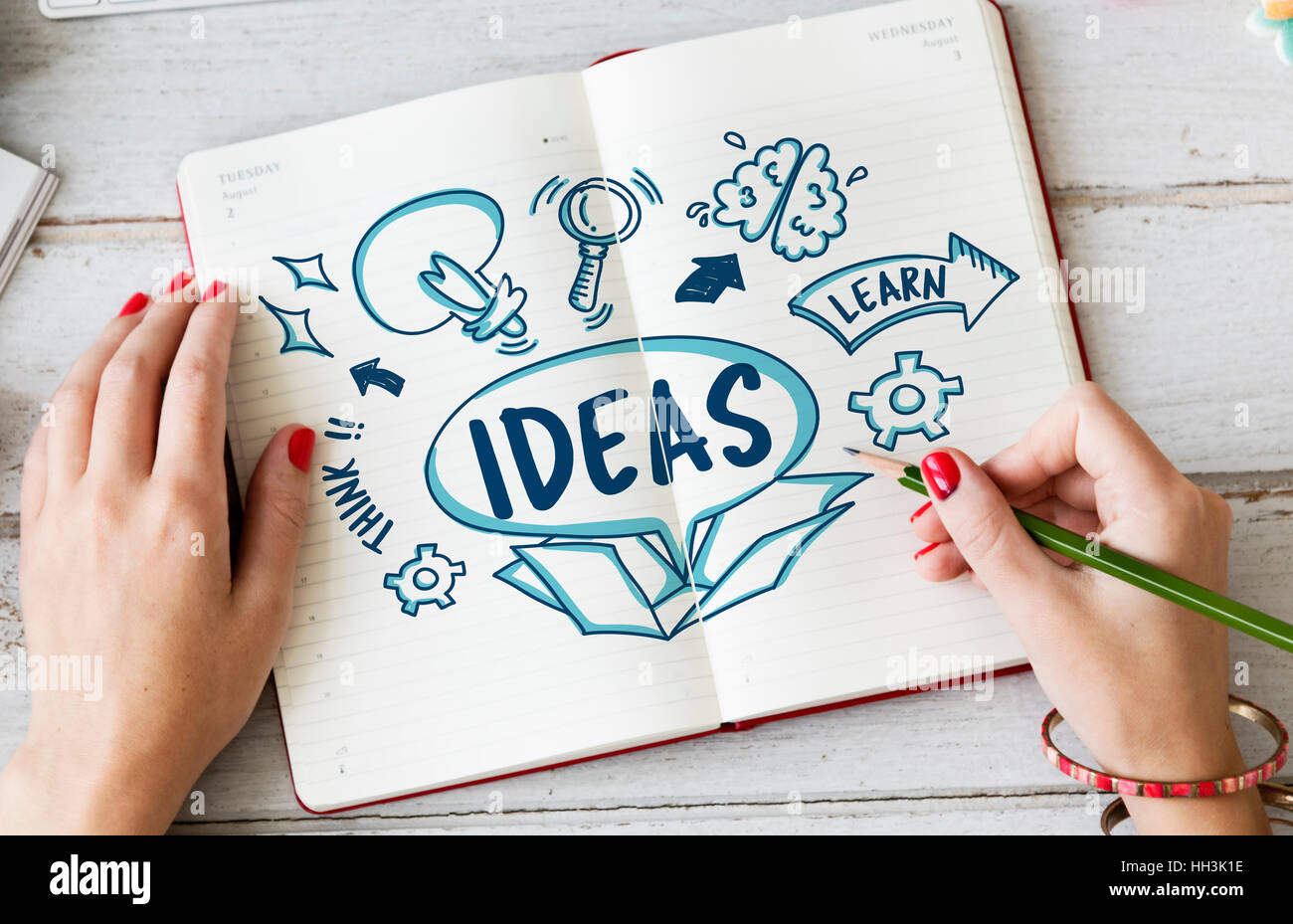Ideas Think Learn Icons Graphic Concept Stock Photo - Alamy