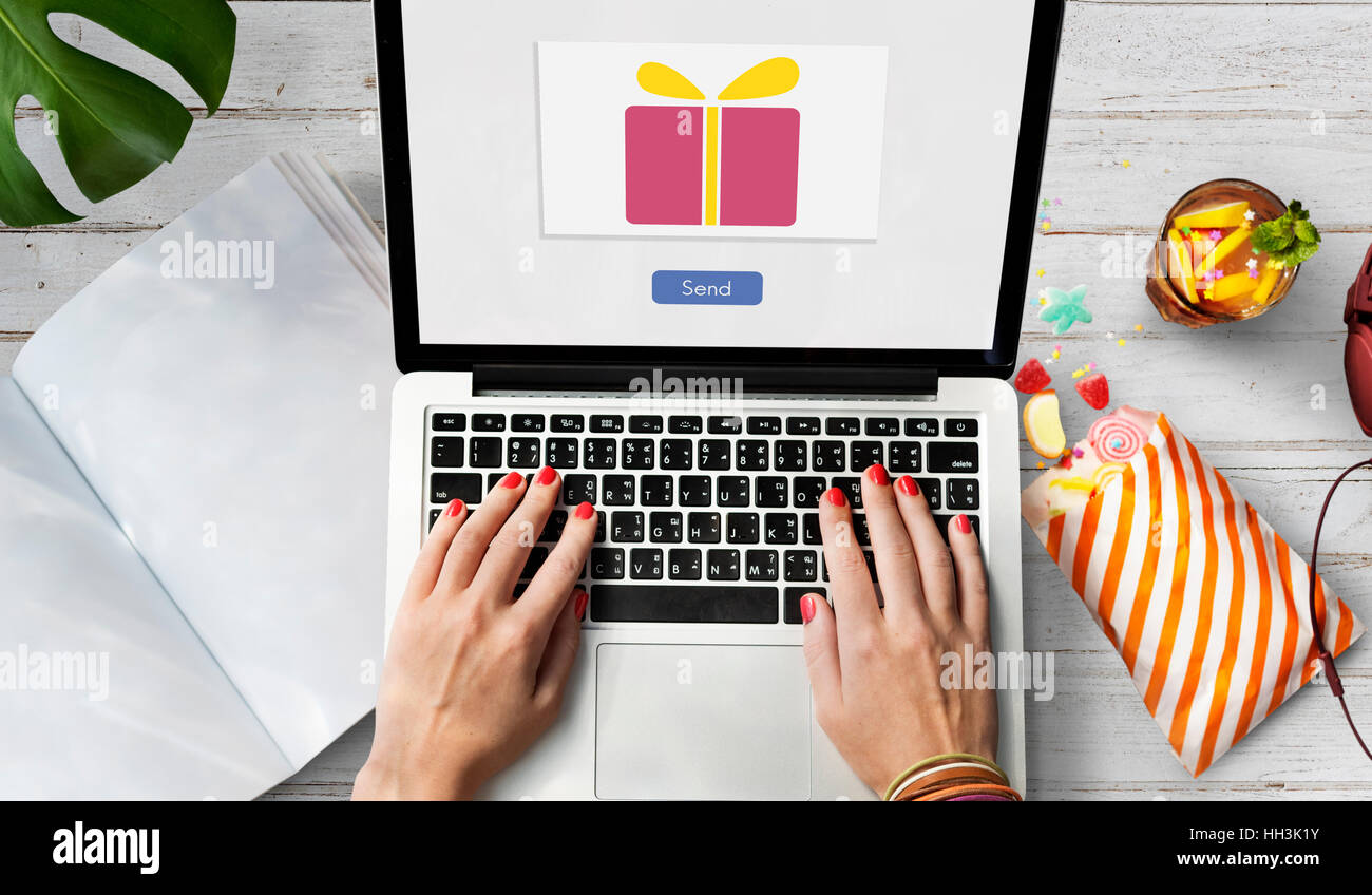 Send Present Gift Box Surprise Concept Stock Photo - Alamy