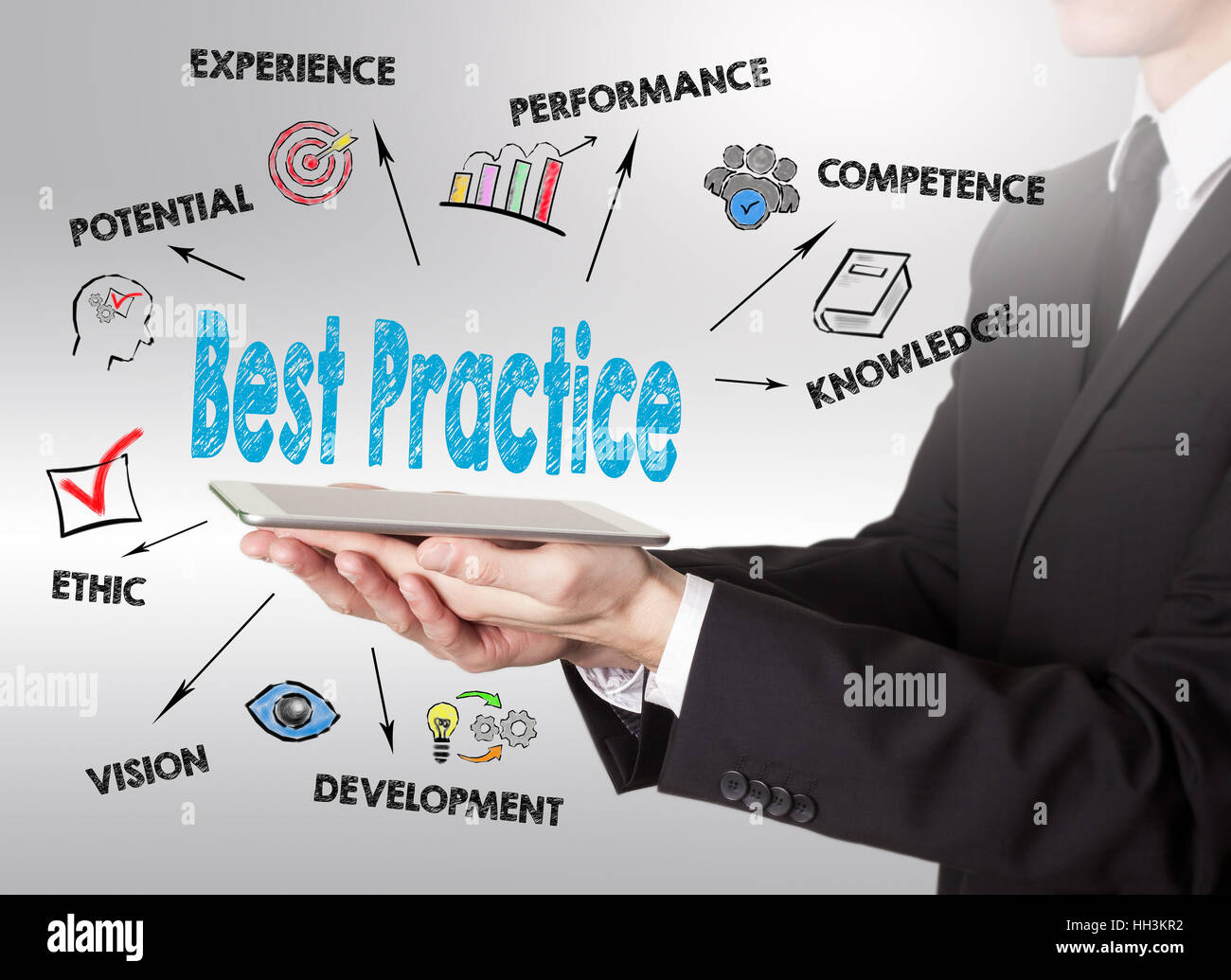 Best Practice, young man holding a tablet computer Stock Photo - Alamy