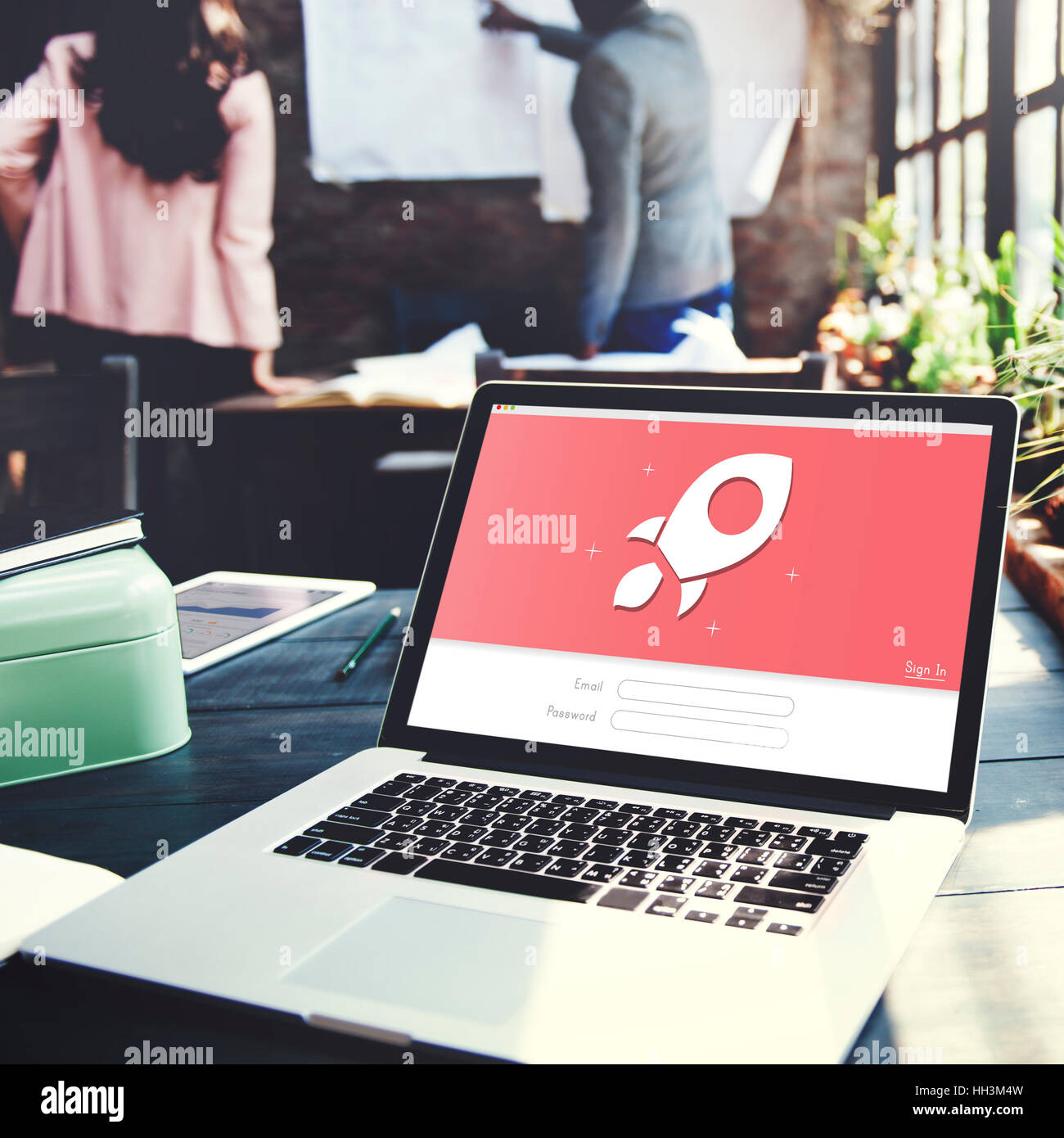 Rocket Login Password Internet Network Security System Success Concept ...