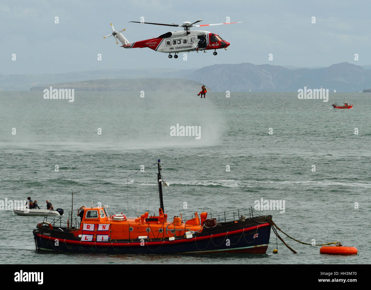 RNLI Lifeboats at the annual lifeboat festival off the coast of Moelfre ...
