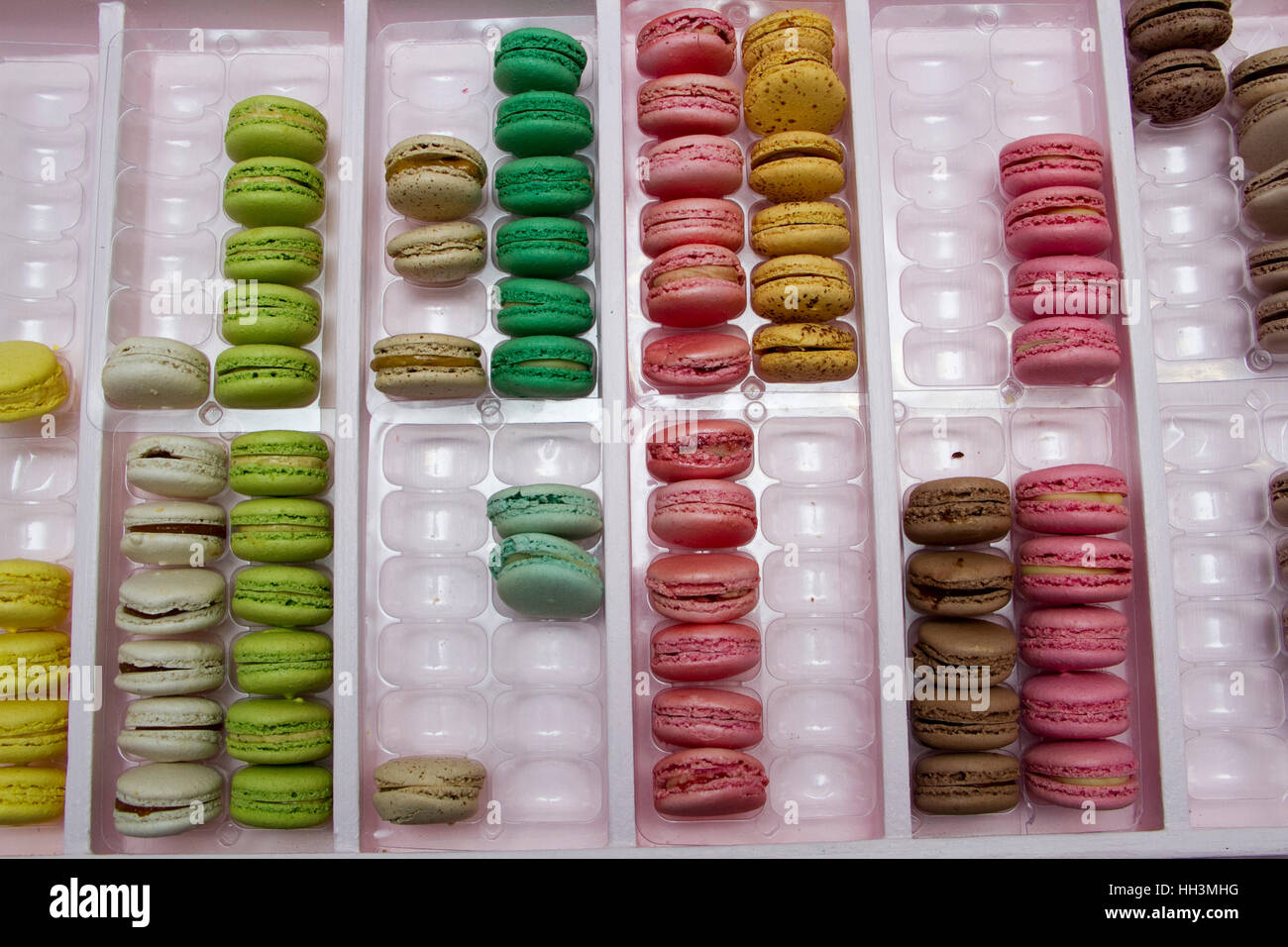 Brightly coloured/colored biscuits/cookies in a display rack Stock ...
