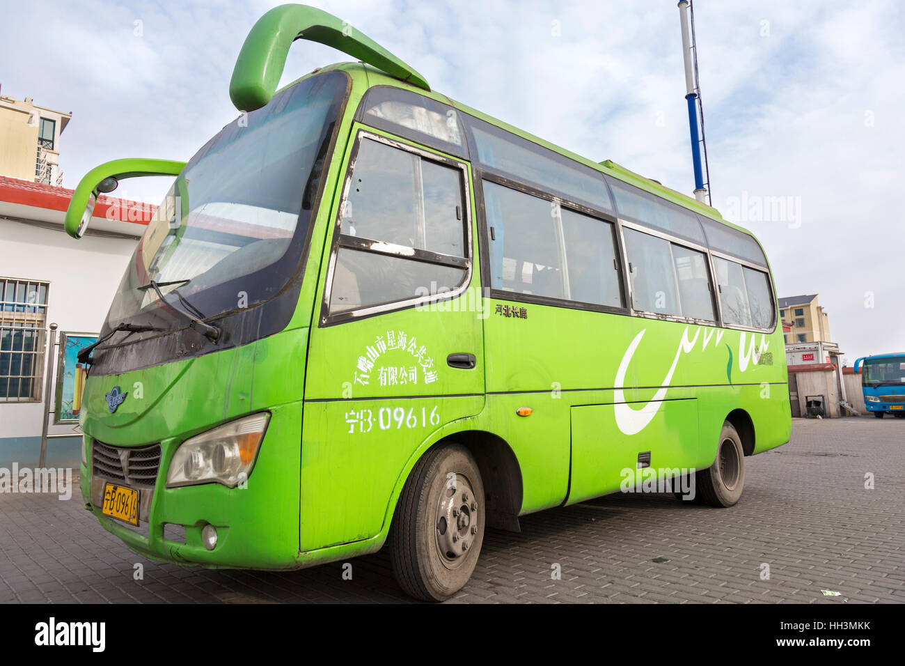 Local minibus at depot, Shizuishan, Ningxia, China Stock Photo - Alamy