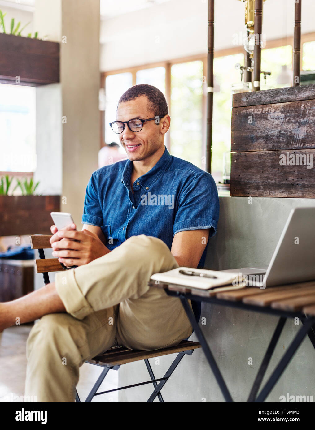 Man Working Coffee Shop Cafe Concept Stock Photo - Alamy