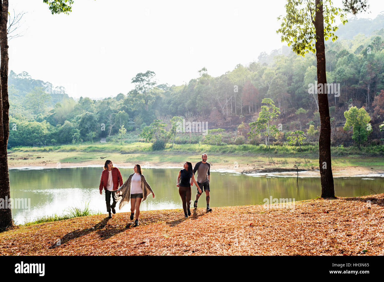 Friends Explore Nature Outdoors Concept Stock Photo - Alamy