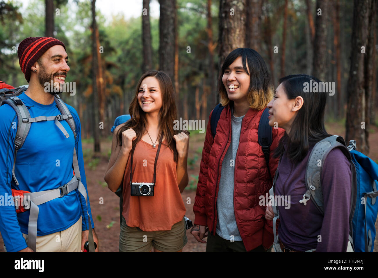 Friends Explore Nature Outdoors Concept Stock Photo - Alamy