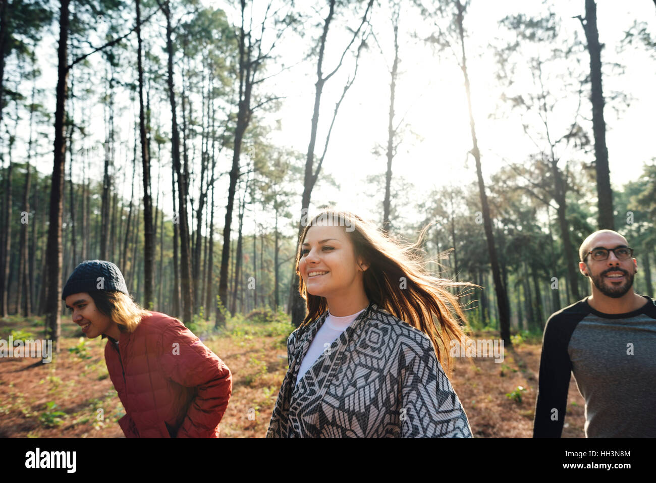 Friends Explore Nature Outdoors Concept Stock Photo - Alamy