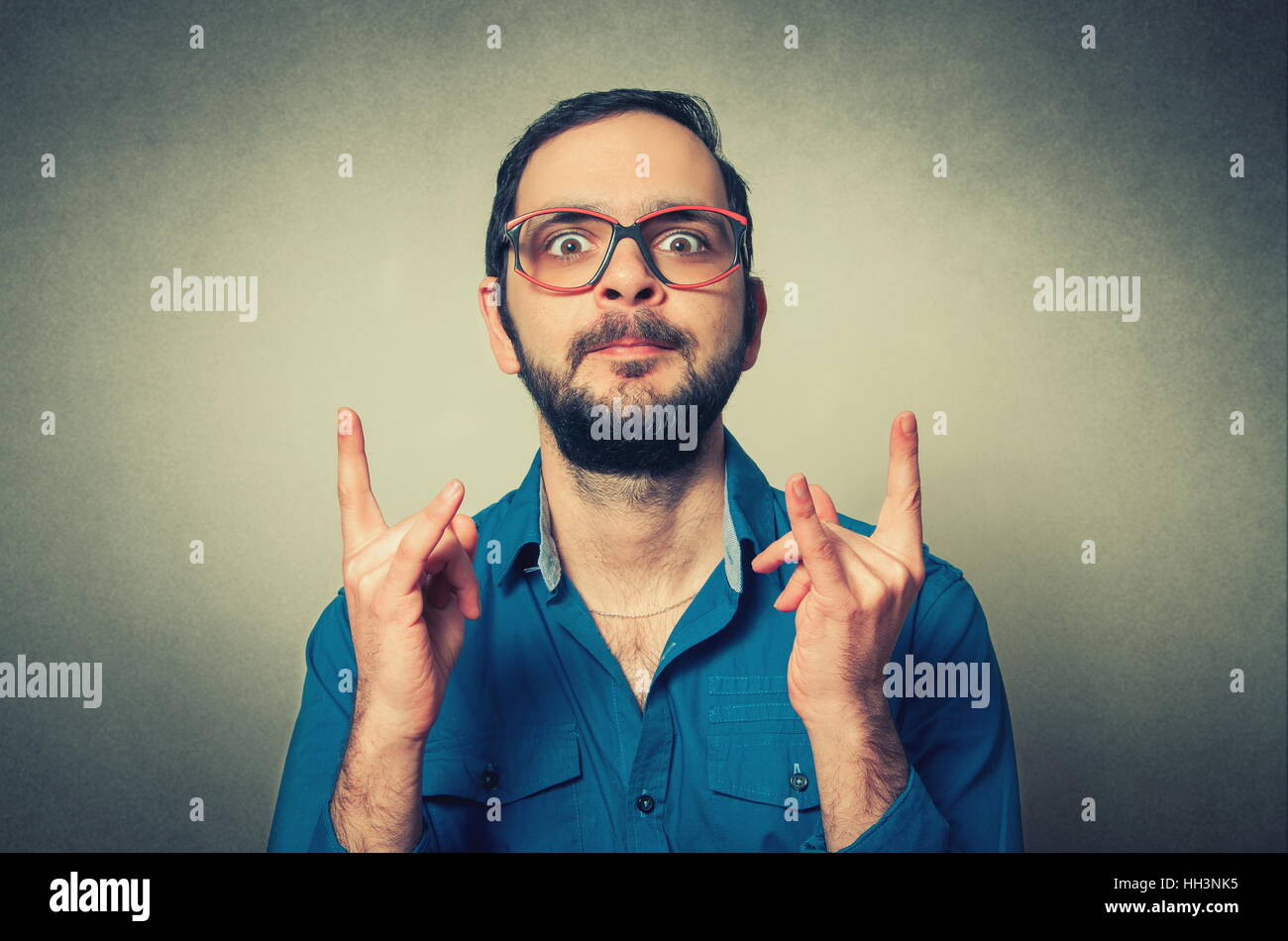 geek with the beard closeup portrait Stock Photo - Alamy