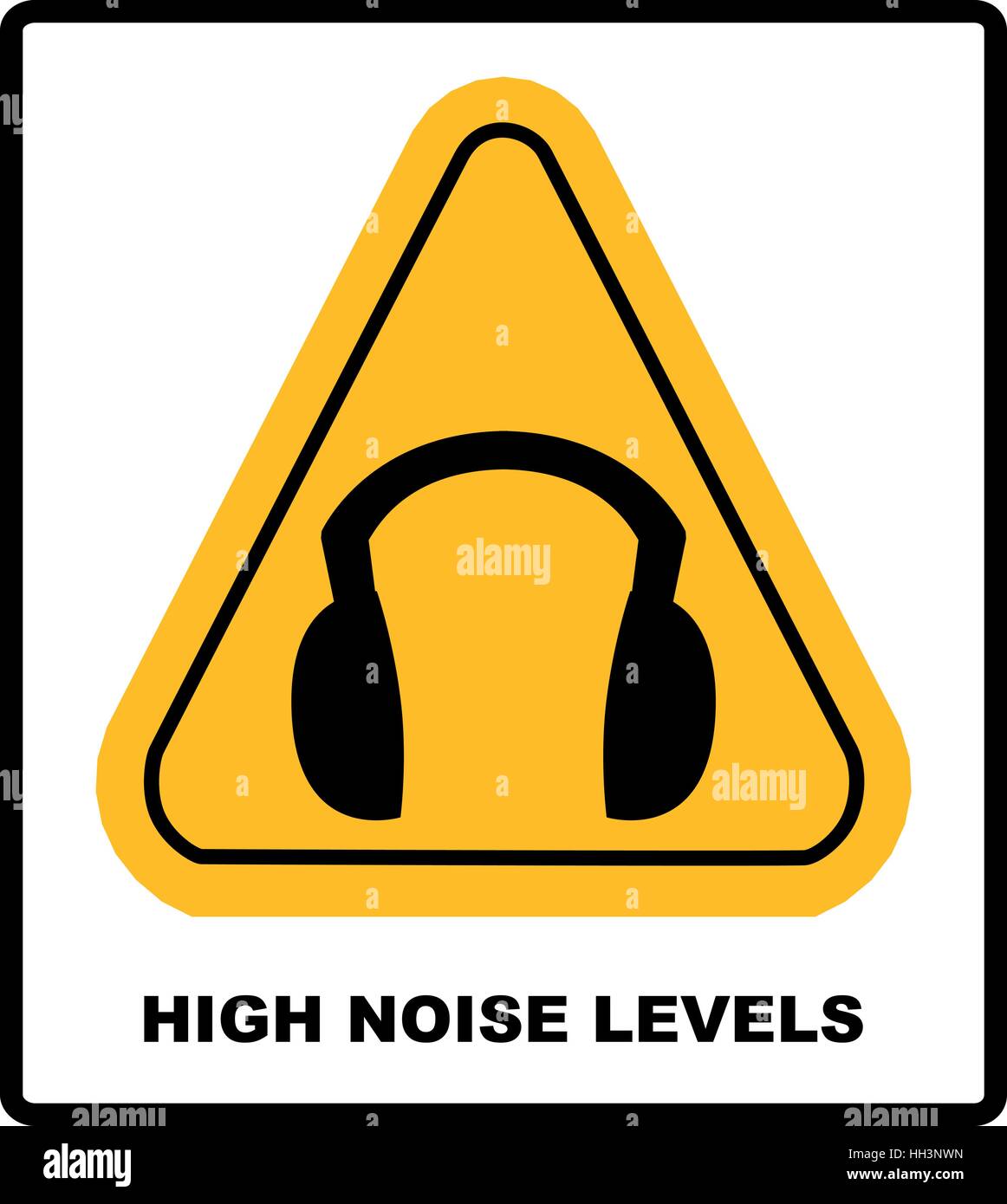 High noise levels. Wear earmuffs or ear plugs sign. Information ...