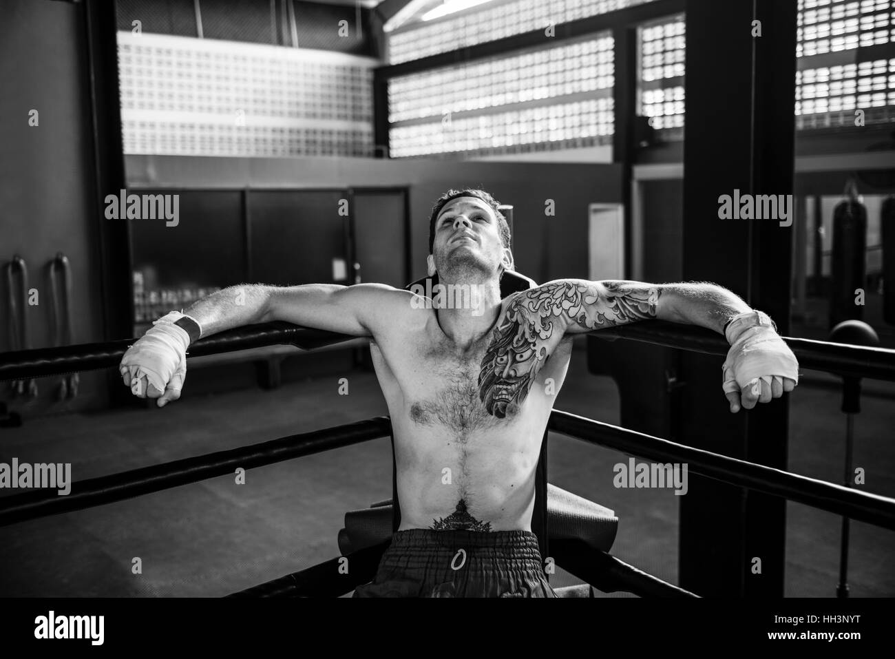 Boxer Rest Sitting Corner Rounds Break Concept Stock Photo - Alamy