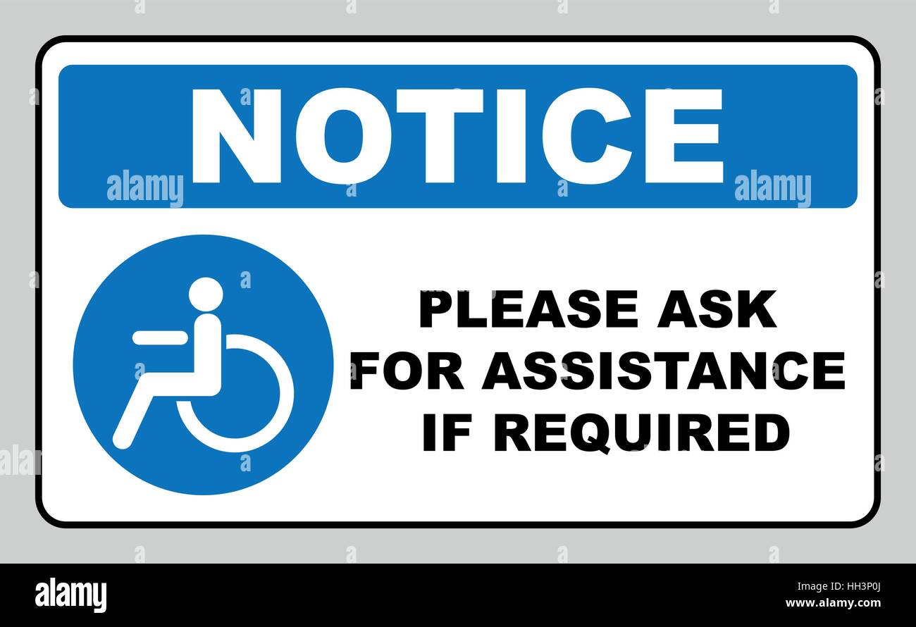 Notice label. Vector illustration. Disabled Handicap Icon in blue ...