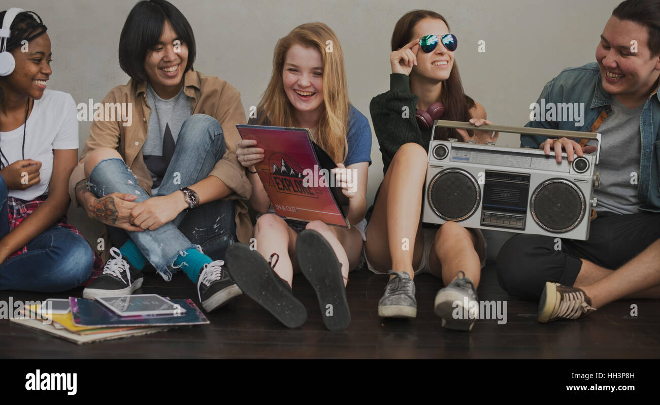 Friends Radio Boombox Sound Vintage Concept Stock Photo - Alamy