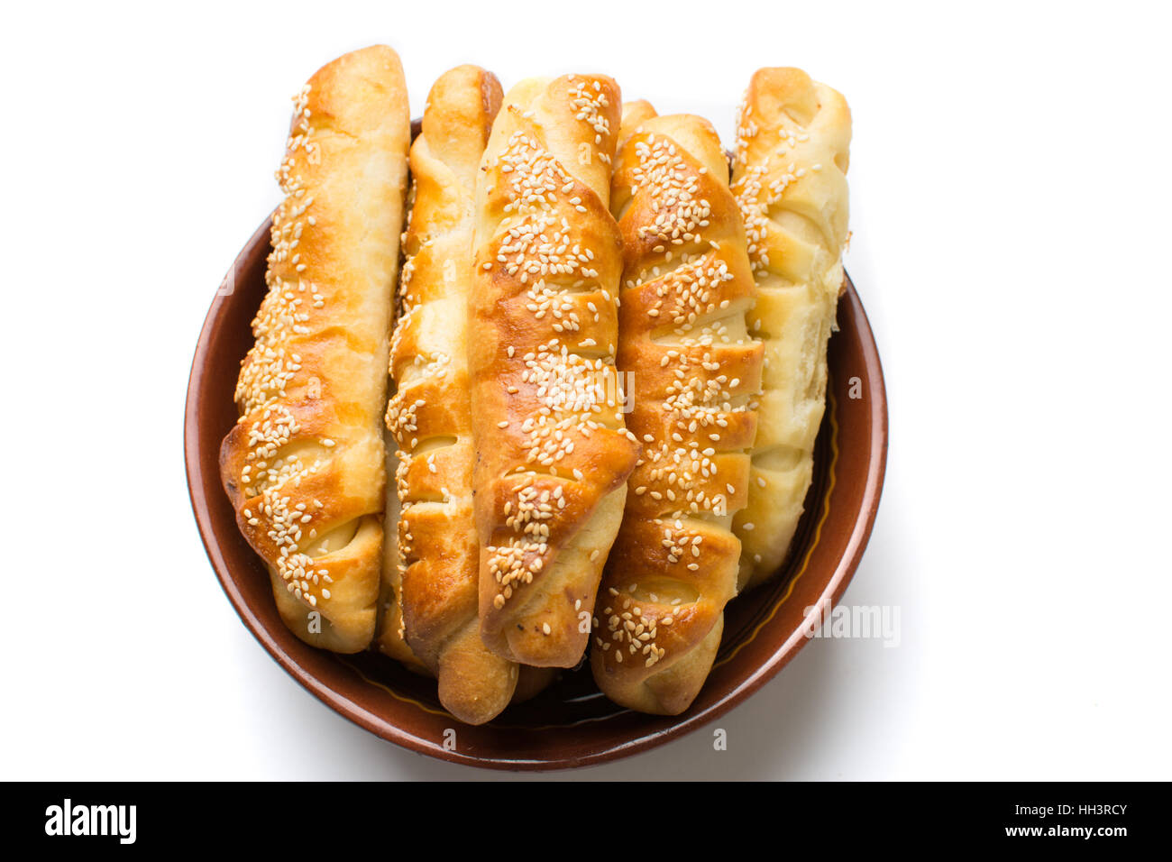 Homemade sesame pastry in a bowl on white Stock Photo - Alamy