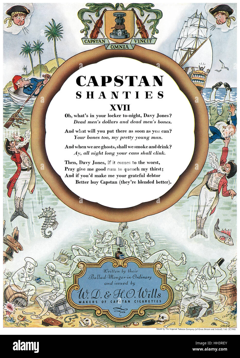 1937 British advertisement for Wills's Capstan Cigarettes Stock Photo ...