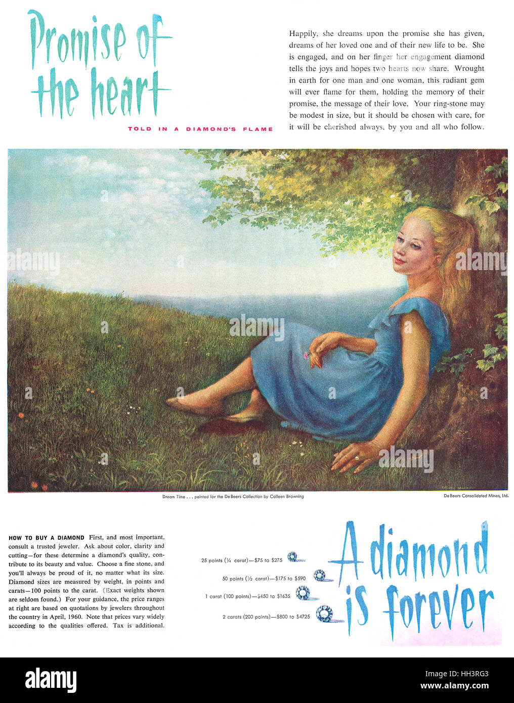 1960 U.S. advertisement for De Beers Consolidated Mines, featuring the ...
