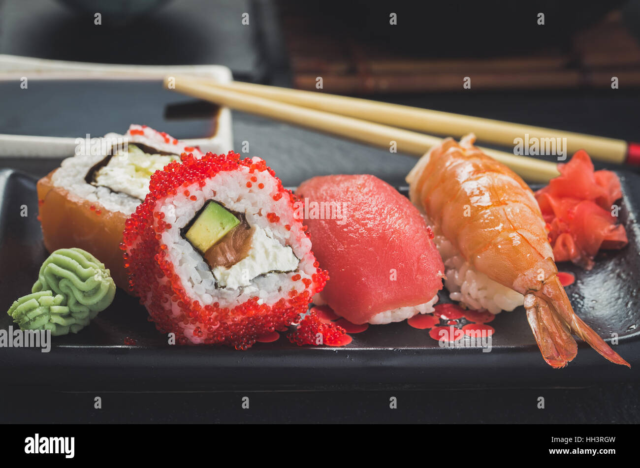 Sushi rolls close-up Stock Photo - Alamy
