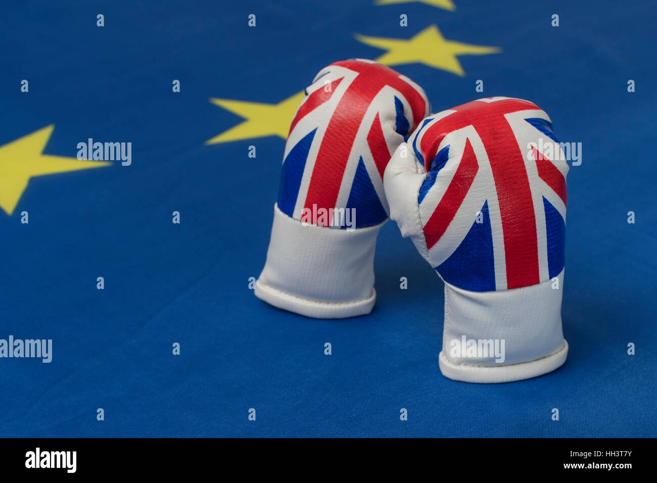 Union Jack boxing gloves blue background & yellow stars (like EU flag ...