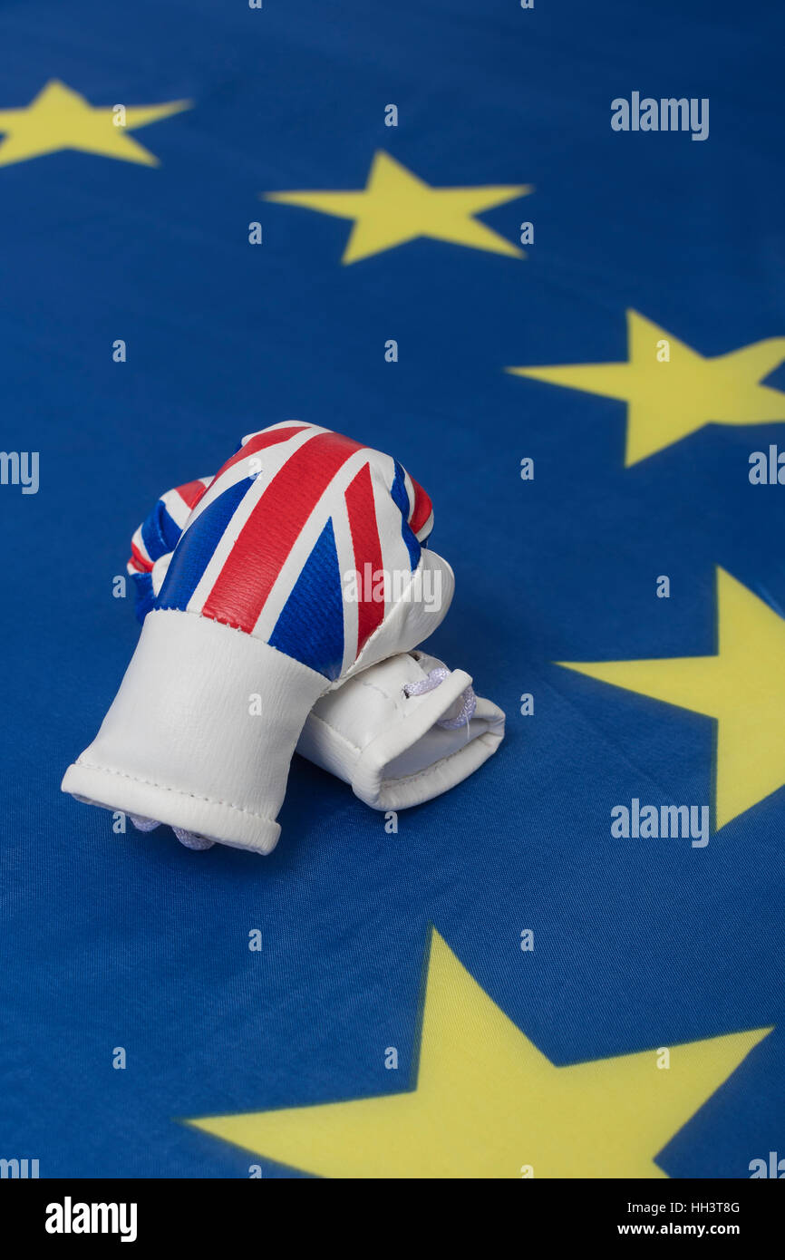 Union Jack boxing gloves blue background & yellow stars (like EU flag ...