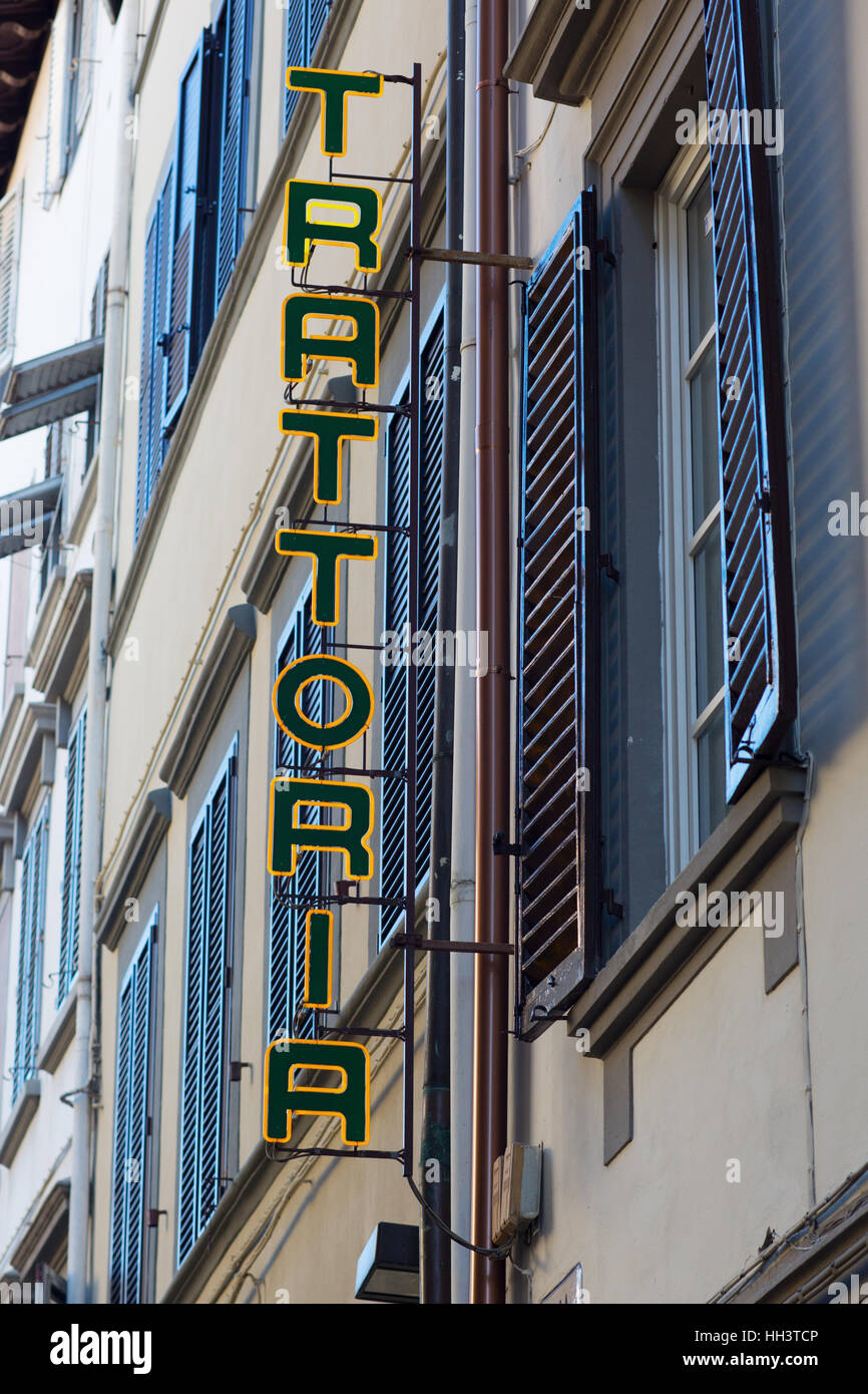 neon sign of a trattoria in a Italian town Stock Photo - Alamy