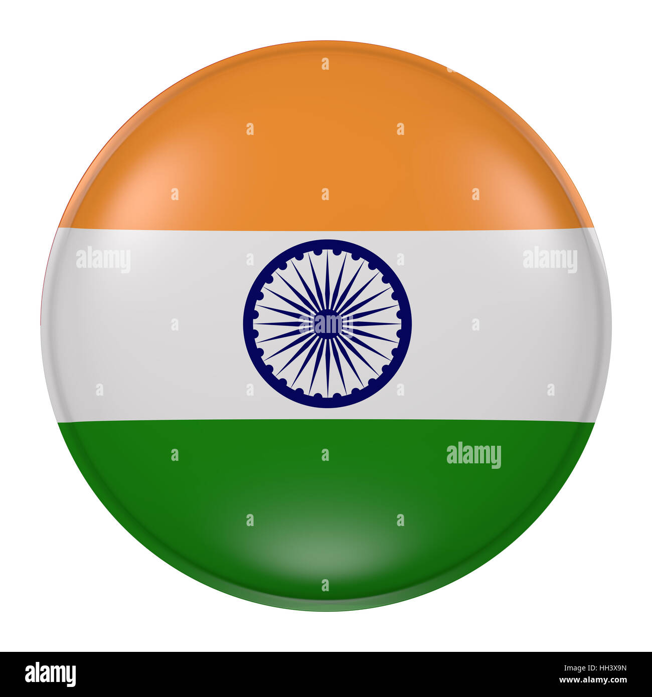 3d rendering of India button with flag on white background Stock Photo ...