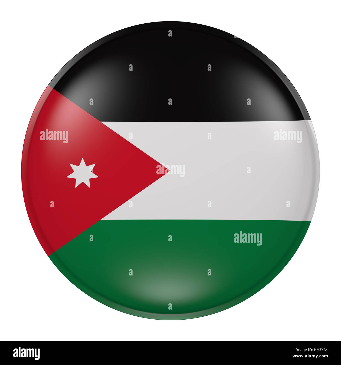 3d rendering of Jordan button with flag on white background Stock Photo ...