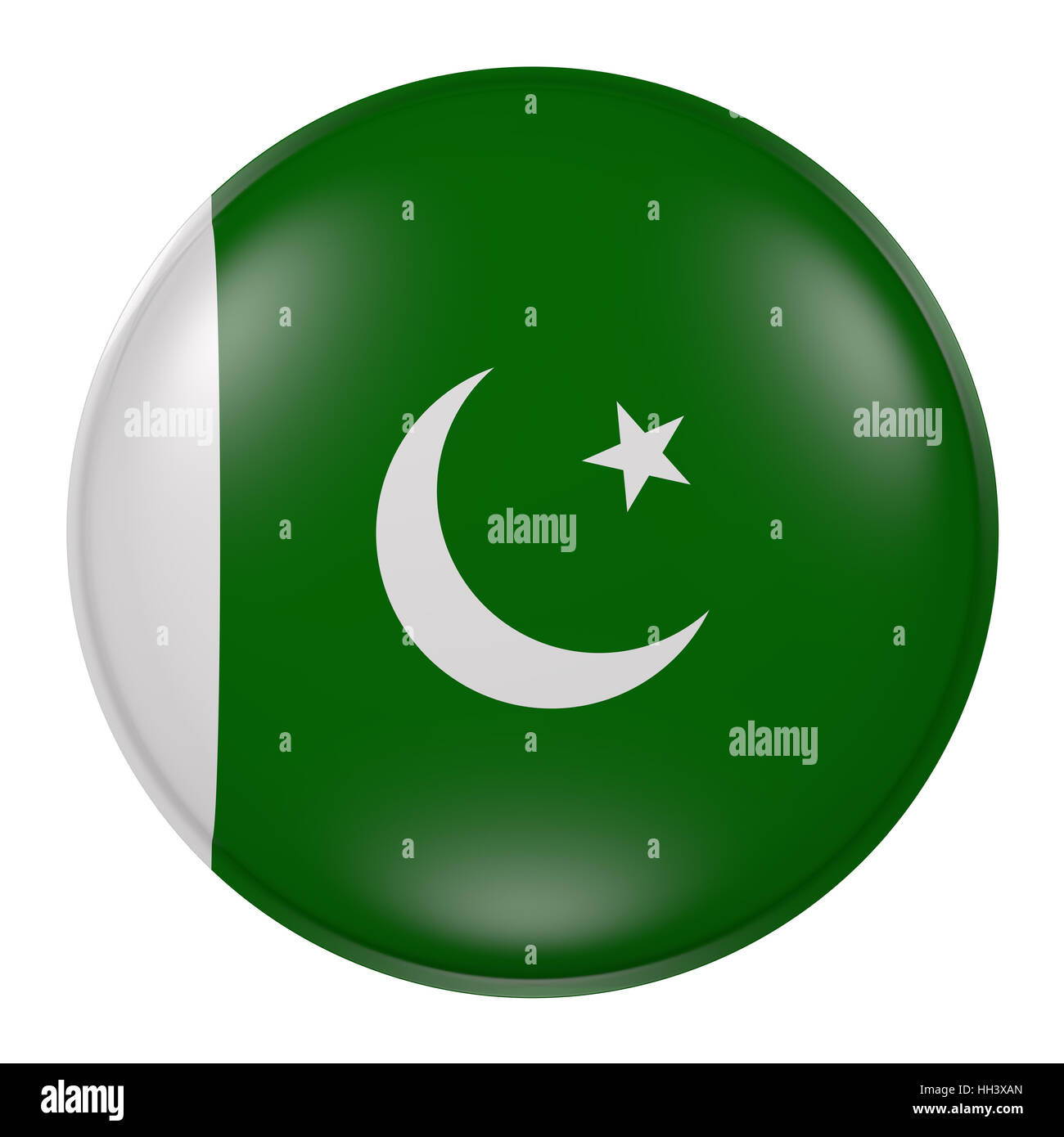 3d rendering of Pakistan button with flag on white background Stock ...