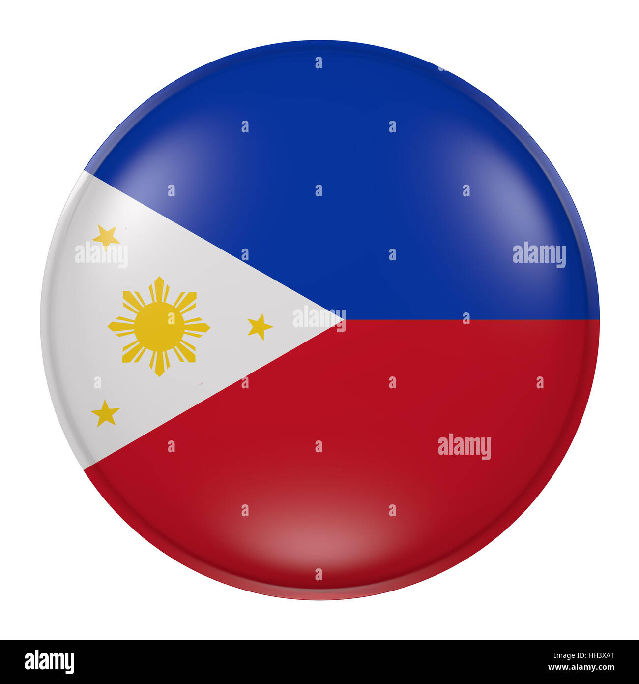 3d rendering of Philippines button with flag on white background Stock ...