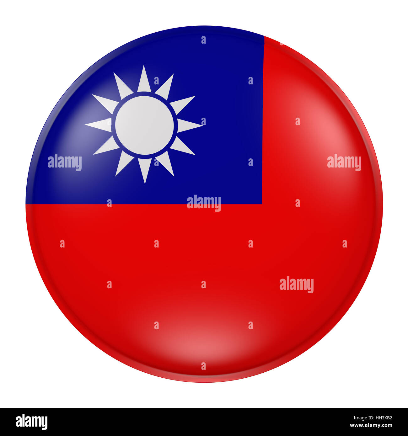 3d rendering of Taiwan button with flag on white background Stock Photo ...