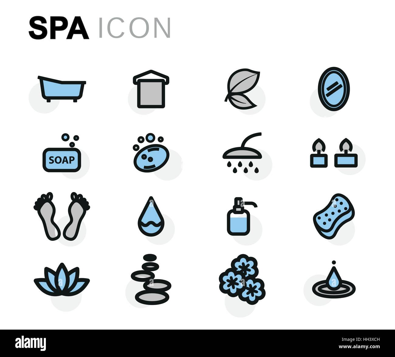 Vector flat spa icons set on white background Stock Vector Image & Art ...