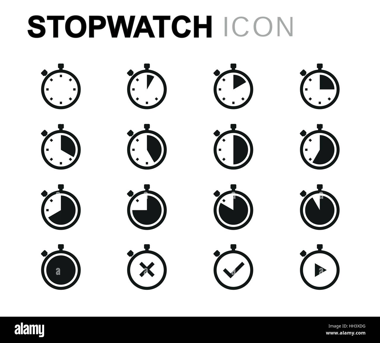 Vector line stopwatch icons set on white background Stock Vector Image ...