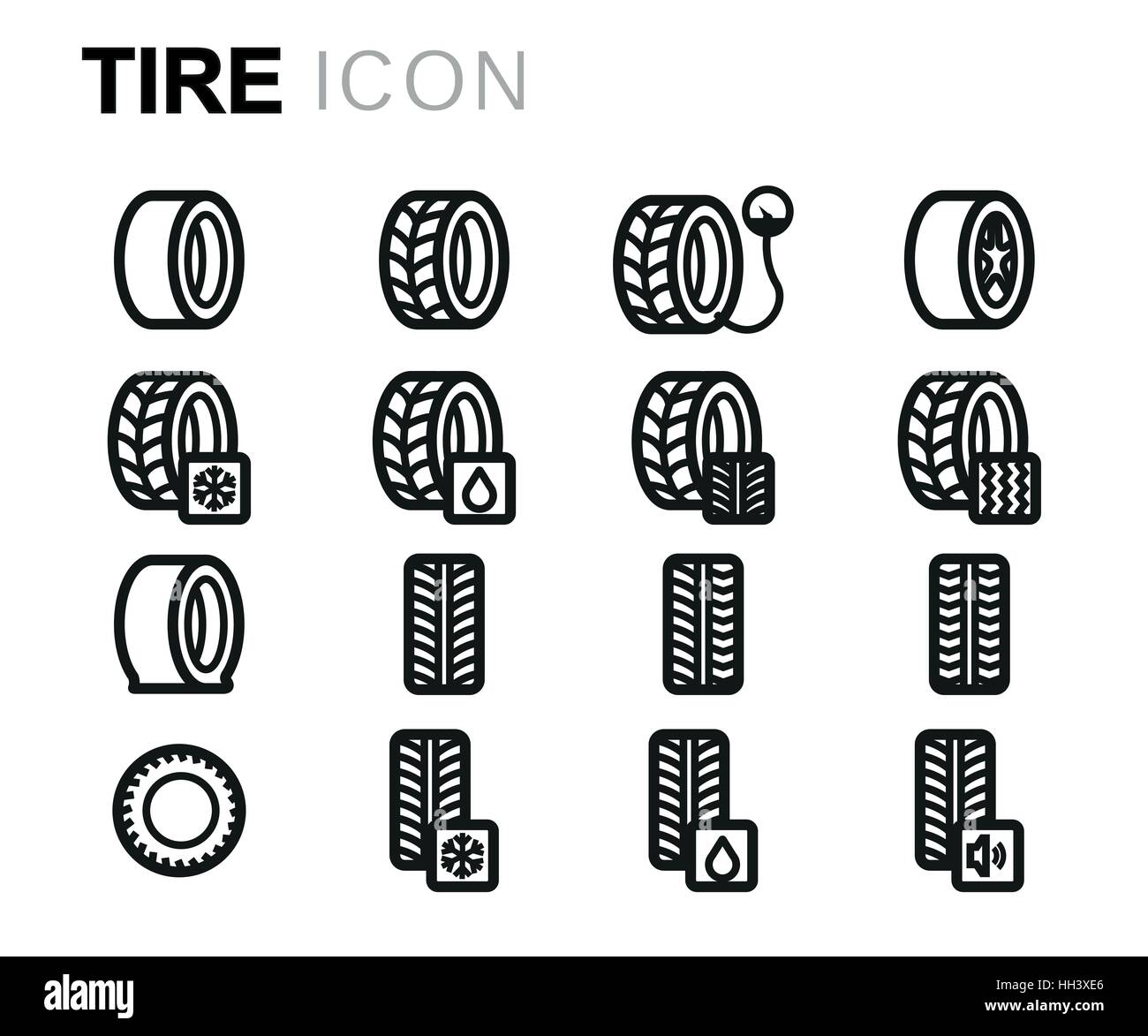 Vector line tire icons set on white background Stock Vector Image & Art ...