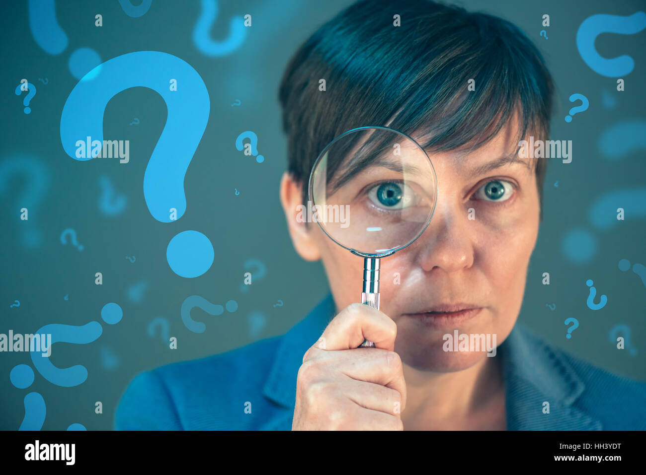 Woman thinking question mark hi-res stock photography and images - Alamy