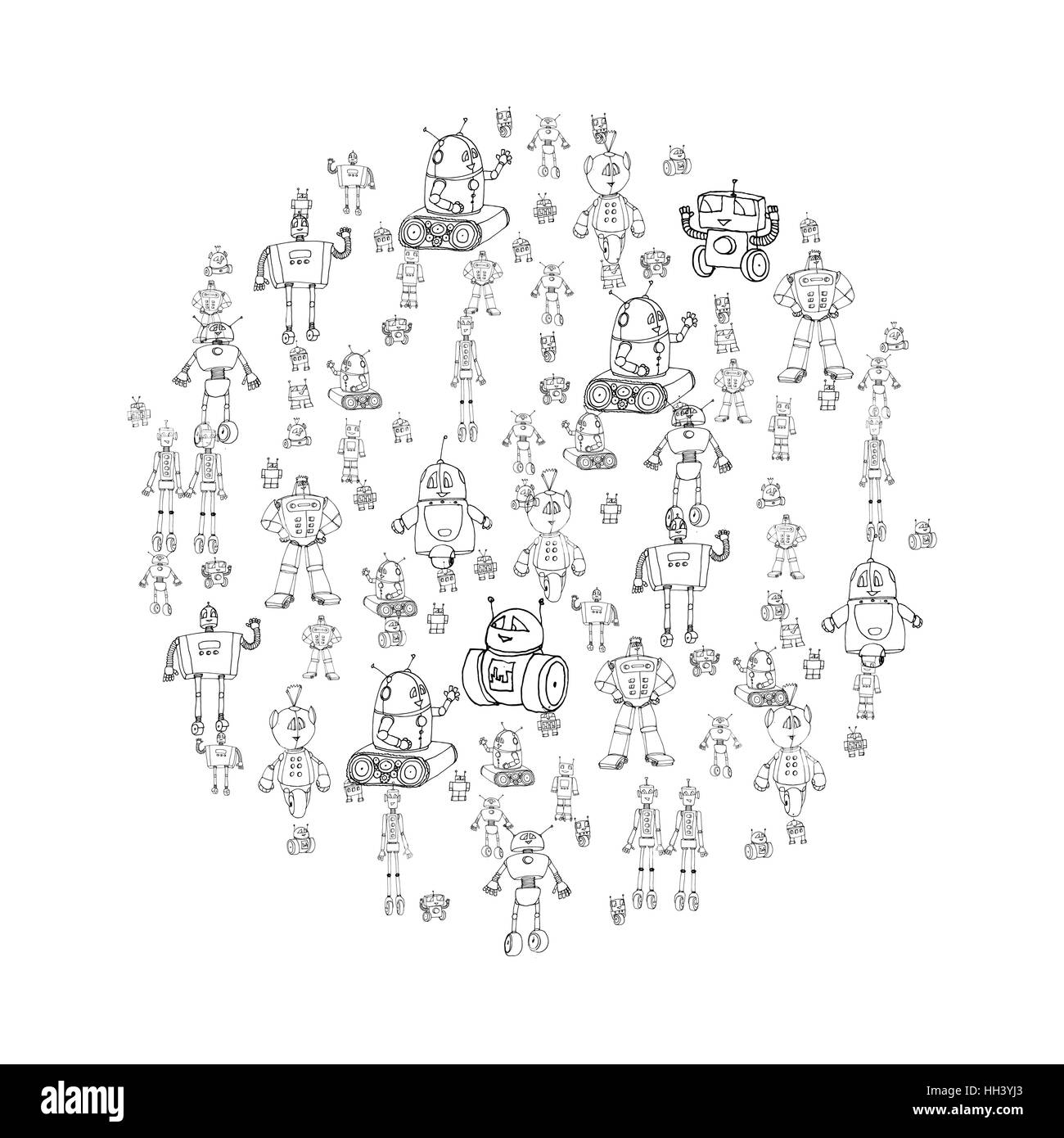 Robot doodles vector Stock Vector Image & Art - Alamy