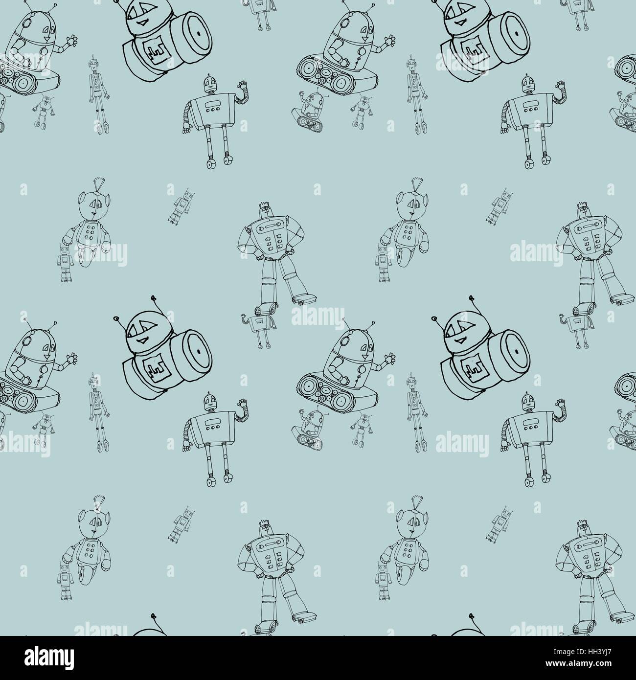 Robot doodles pattern Stock Vector Image & Art - Alamy
