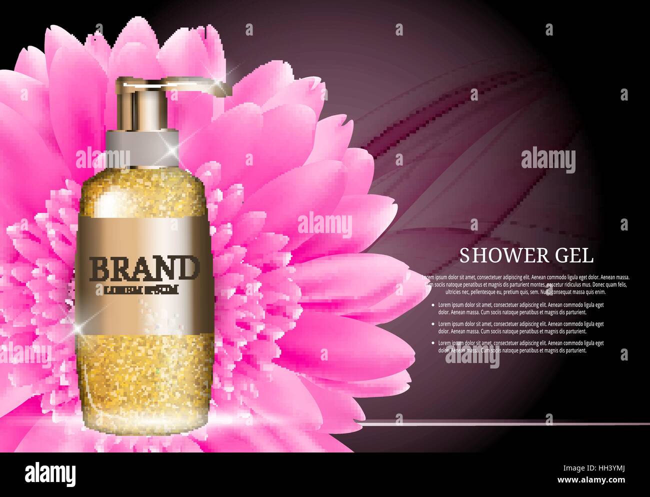 Shower Gel Bottle Template for Ads or Magazine Background. 3D Re Stock ...